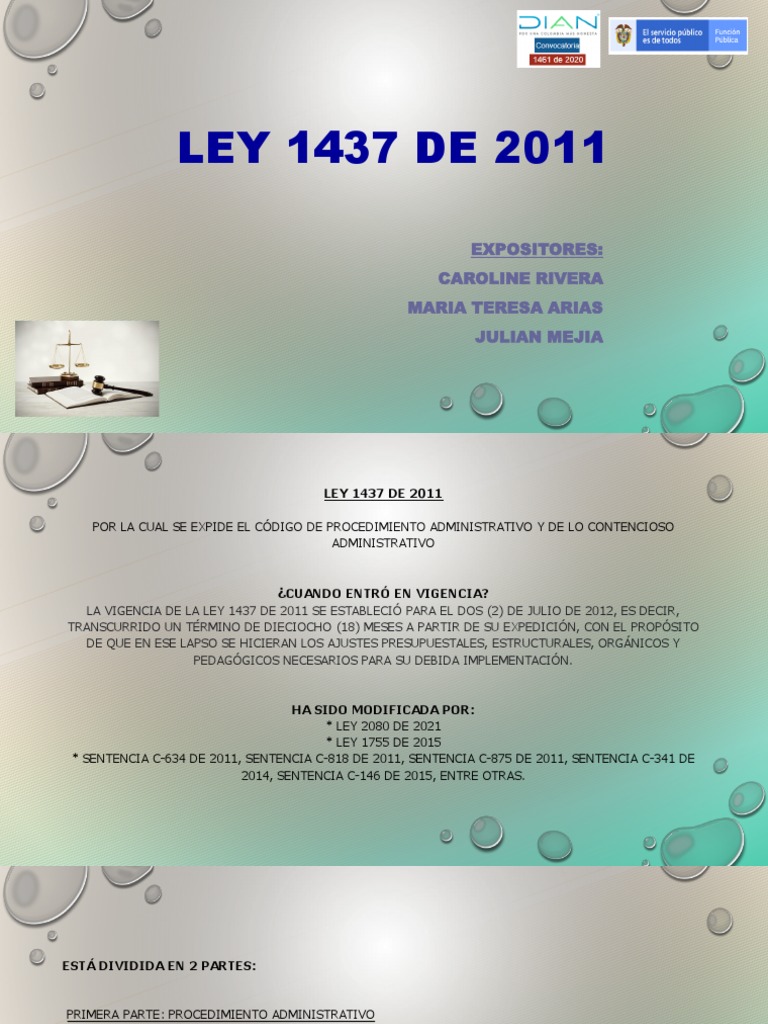 1-LEY 1437 de 2011-Presentacion | PDF | Apelación | Petición