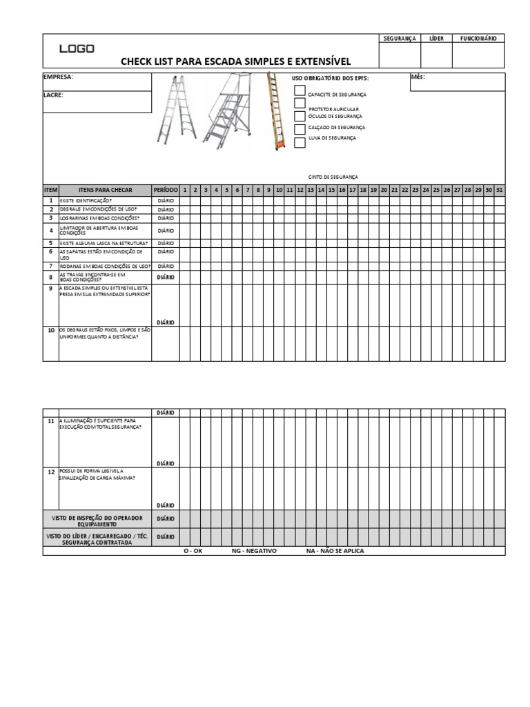 Check List para Escada Simples e Extensível | PDF