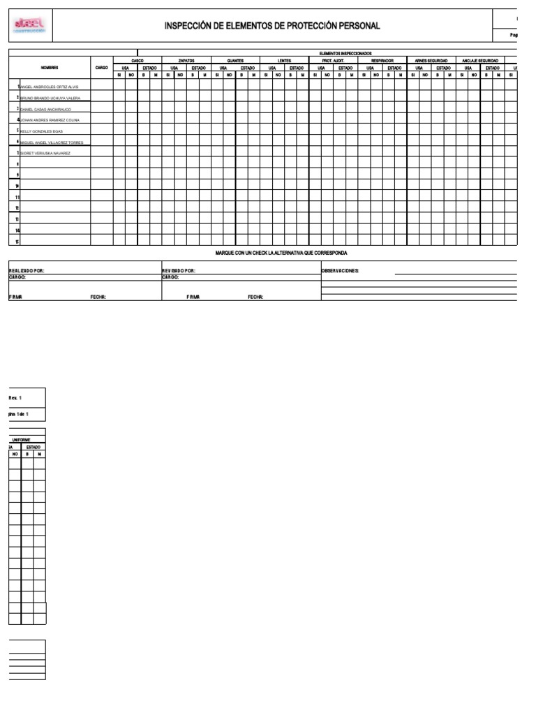 Formato Inspección EPP | PDF