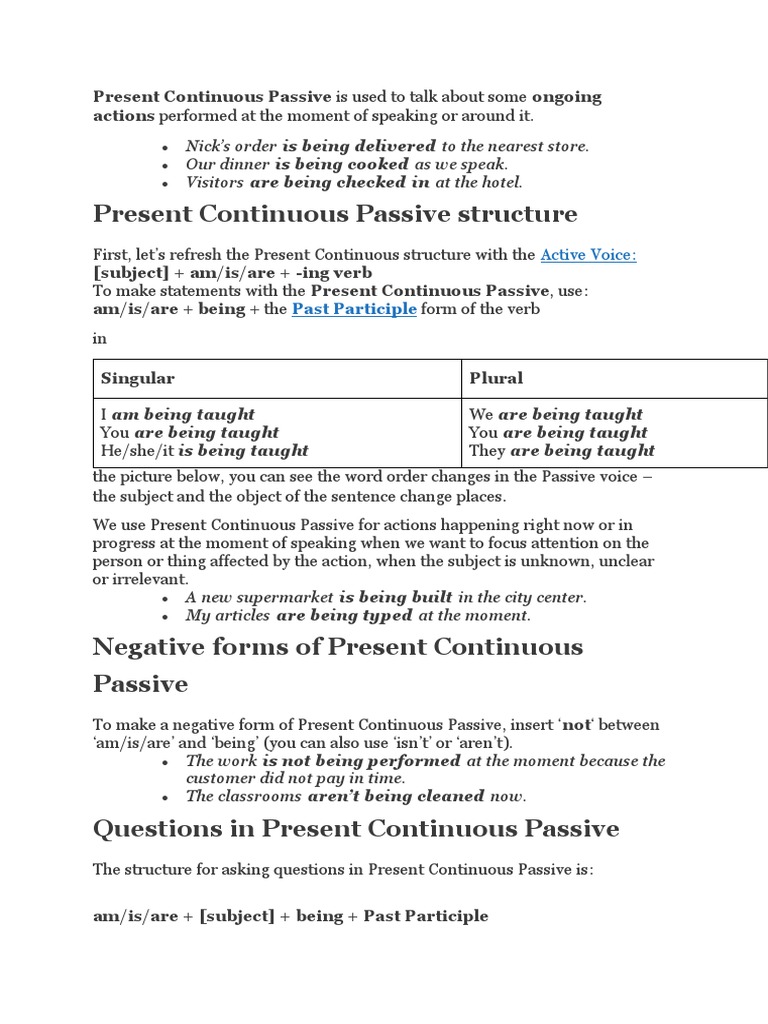 Present Continuous Passive | PDF