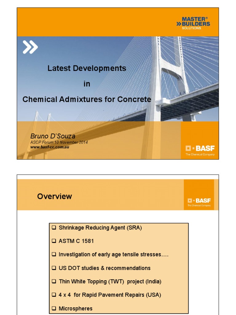BASF - Admixtures Presentation | PDF | Concrete | Fracture