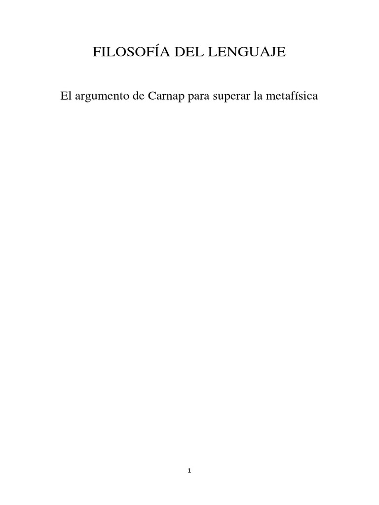 Carnap y la Superación de la Metafísica | PDF | Metafísica | Realidad