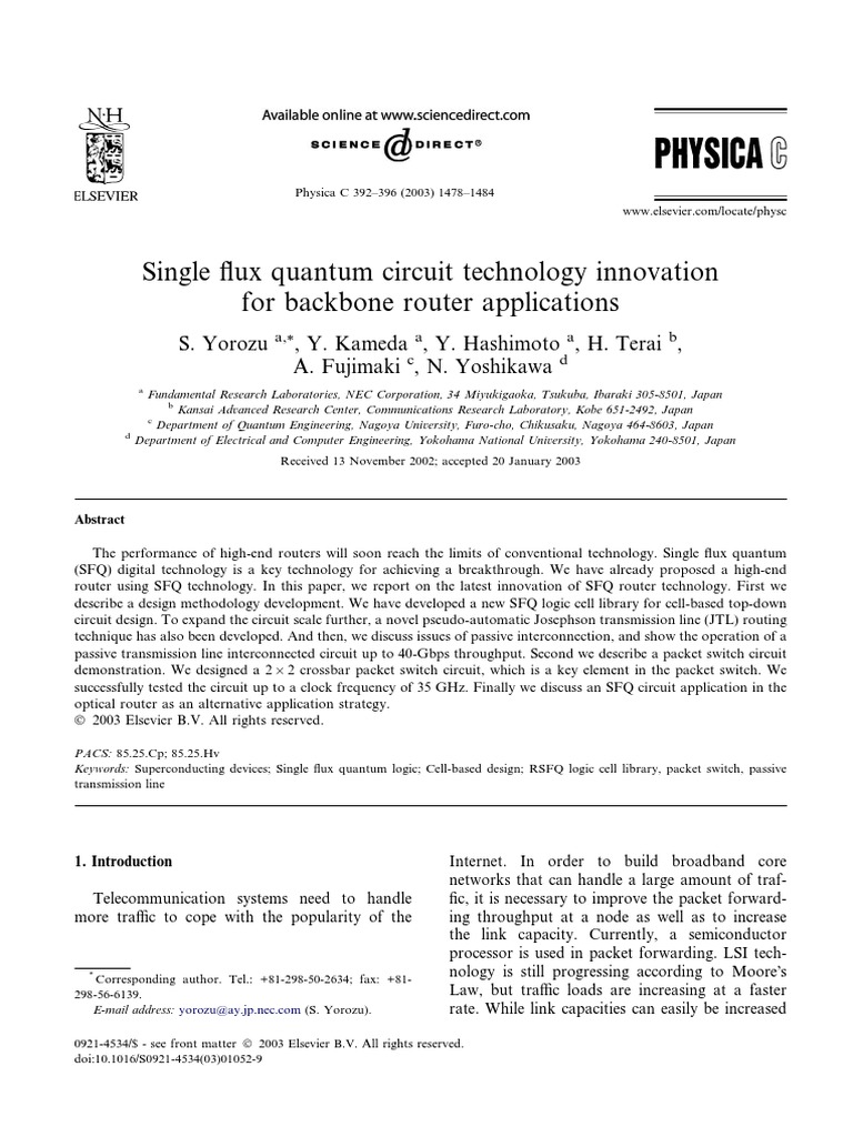 Single Flux Quantum Circuit Technology Innovation For Backbone Router Applications | PDF ...