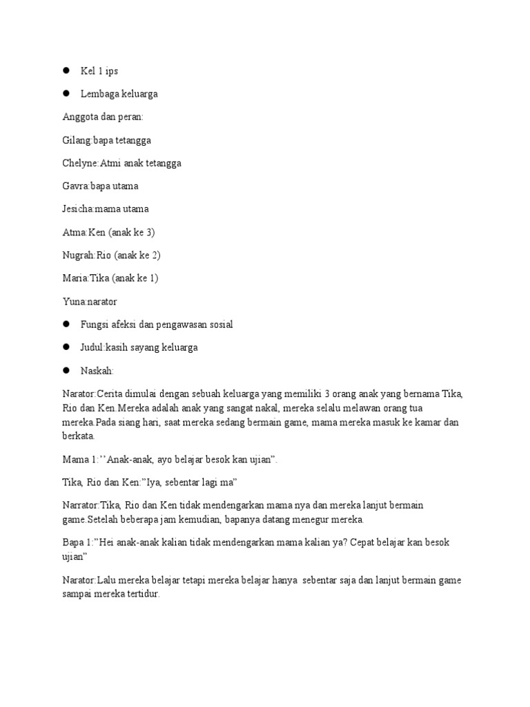 Kel 1 Ips Lembaga Keluarga Naskah Drama | PDF