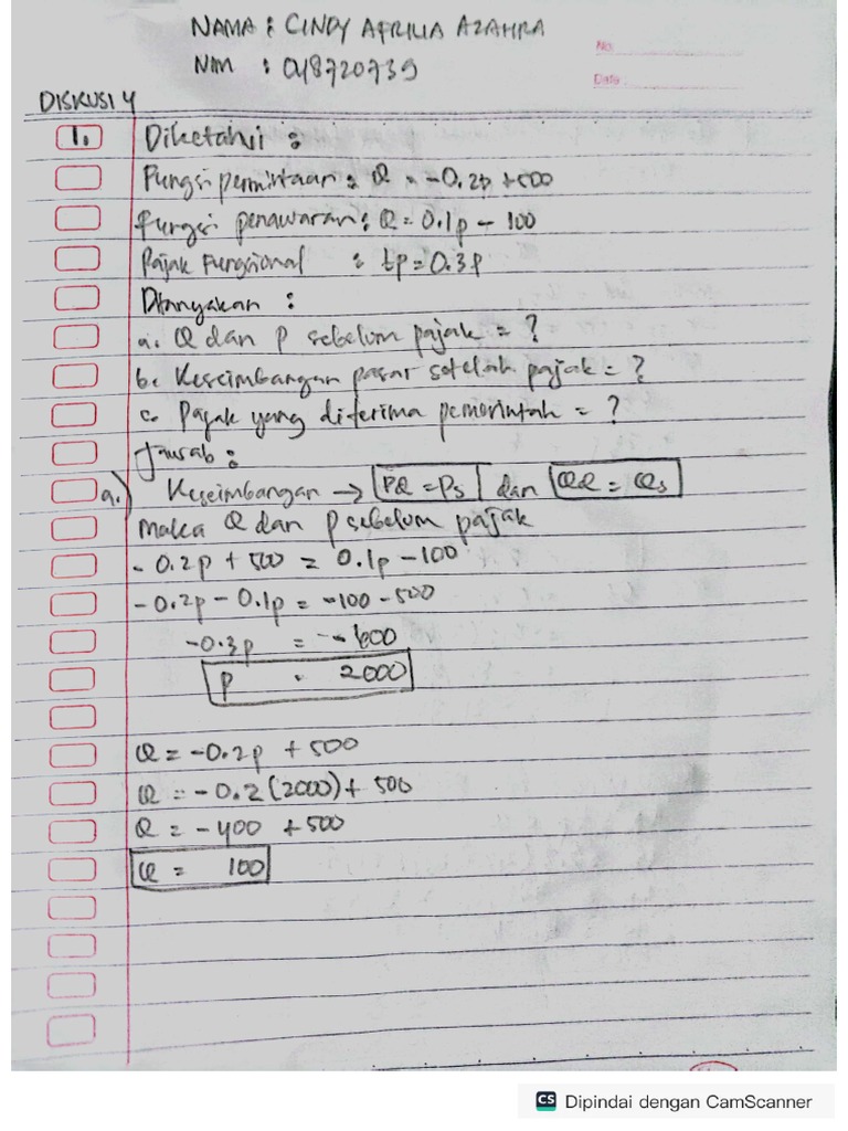 Diskusi 4 MTK - Cindy Afrilia Azahra - 048729739 | PDF