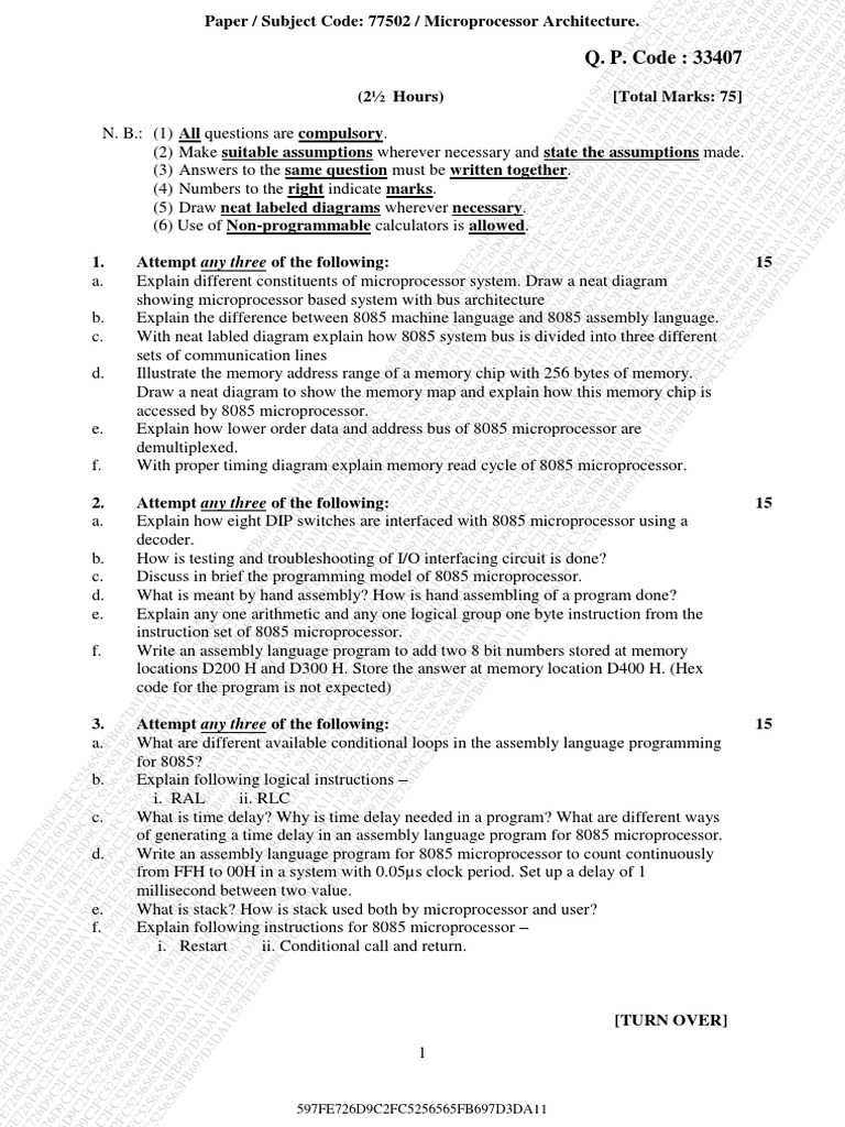 Fyit Sem Ii Apr.19 (Choice Base) Microprocessor Architecture 5.apr.19 (PC.33407) | PDF ...