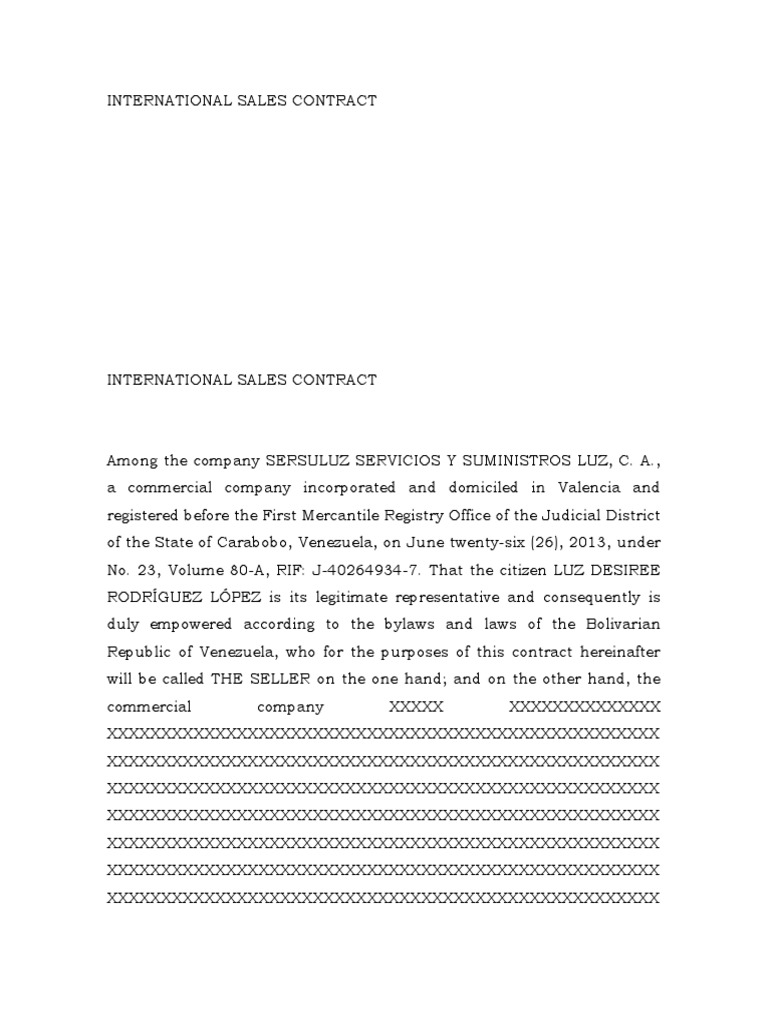 International Sales Contract | PDF | Business | Private Law