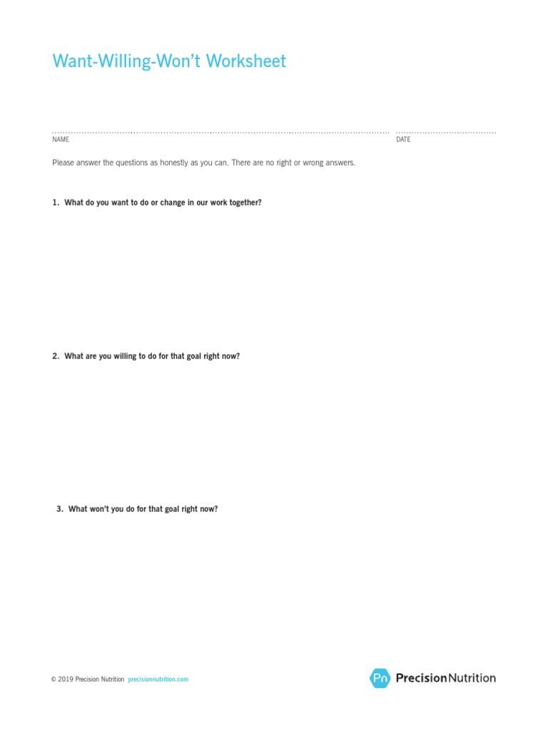 5 - 2 Want Willing Wont Worksheet | PDF