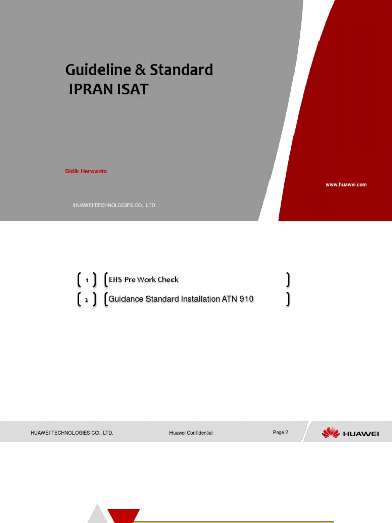 Guideline Standard Installation ATN 910 - NE 8000 IPRAN ISAT v.1.9 - (Indo) | PDF