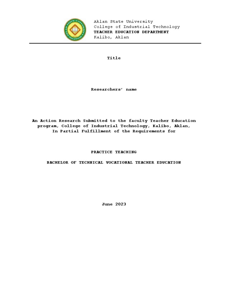 ACTION RESEARCH Format | PDF | Methodology | Scientific Method