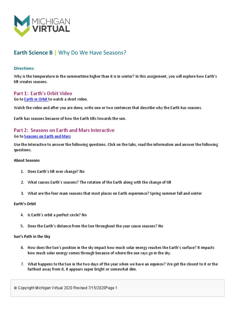 Why Do We Have Seasons | PDF | Earth | Solar System