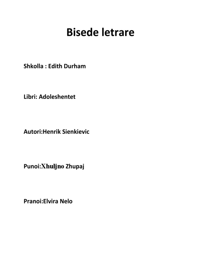 Bisede Letrare Klasa 9b, 10c 2022 | PDF