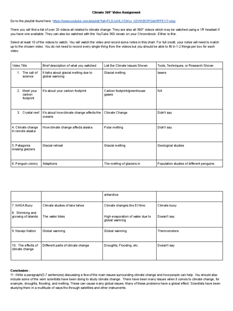 Climate 360 Video Assignment | Download Free PDF | Climate Change | Climate