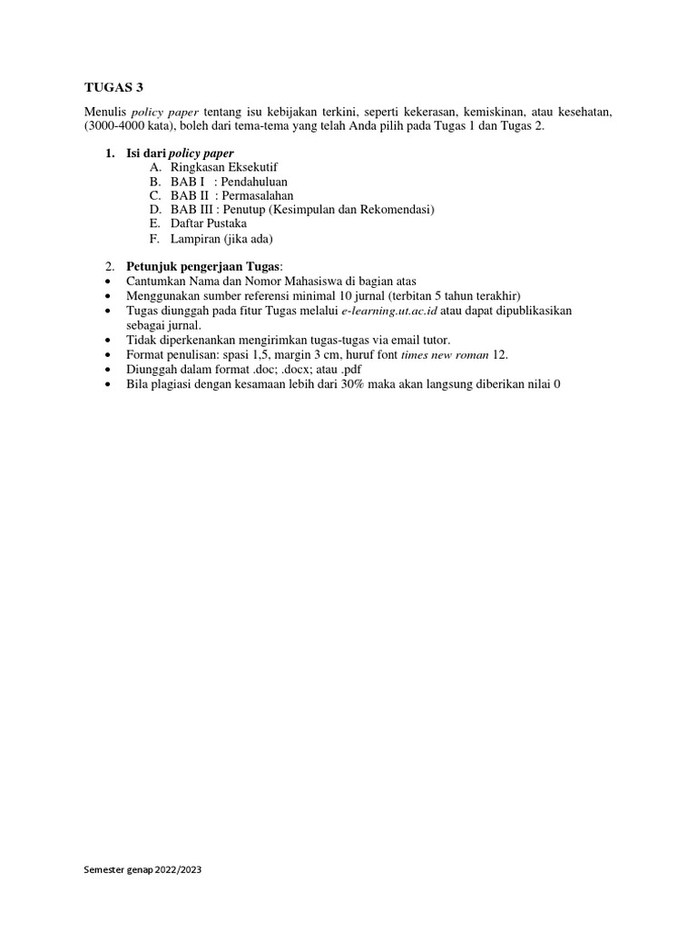 Soal TUGAS 3 - Mk. Analisis Kebijakan Publik | PDF