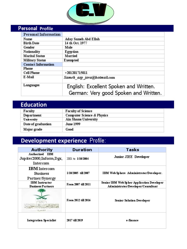 Profile - Aday - Sameh - Abd - Alah - CV - IBM | PDF | Software ...