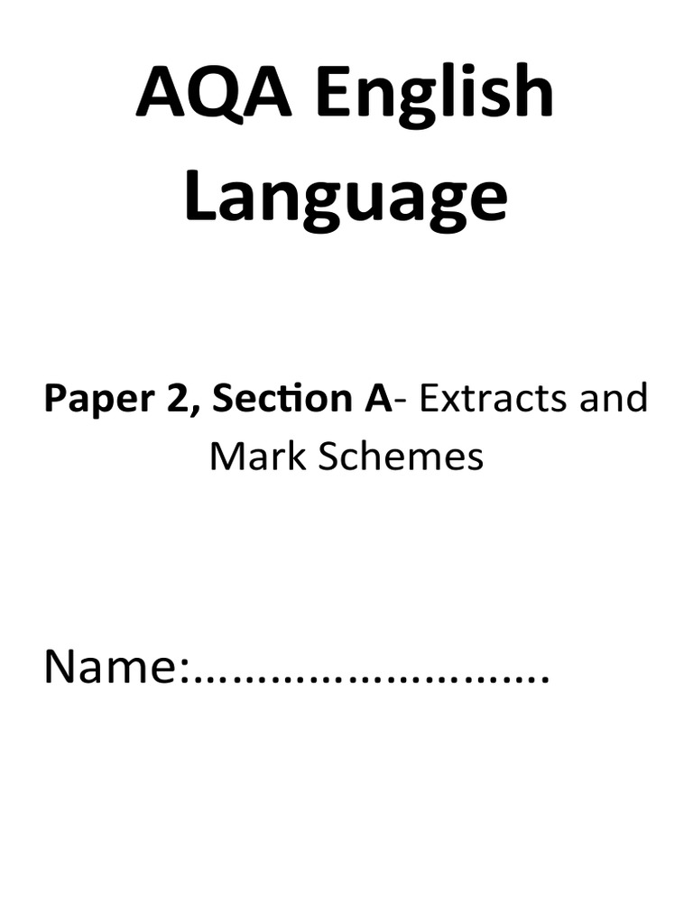 Year 11 English Language Paper 2 Student Booklet | PDF | Question ...