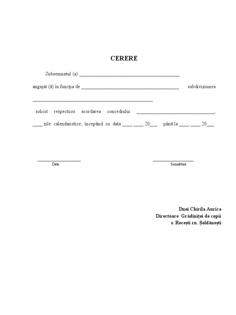 Cerere Concediu | PDF