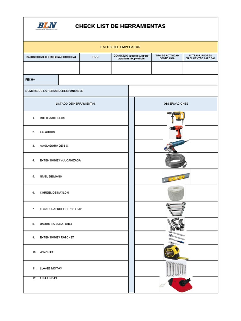 Check List de Herramientas | PDF | Hogar, jardinería y bricolaje