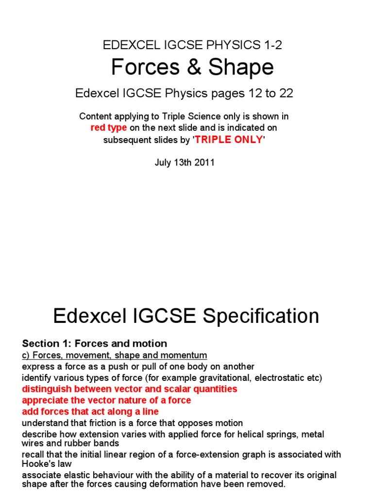 Igcse 12 Forcesandshape Pdf Force Euclidean Vector