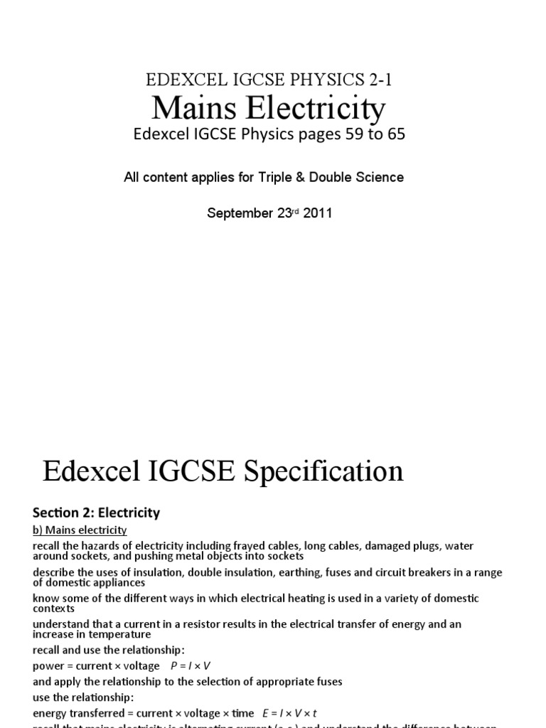 IGCSE 21 MainsElectricity | PDF | Electrical Connector | Electric Power