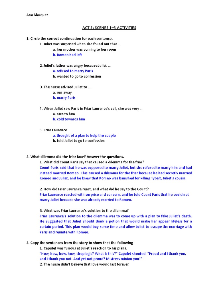 Act 5 Romeo and Juliet | PDF | Romeo And Juliet | Characters In Romeo ...