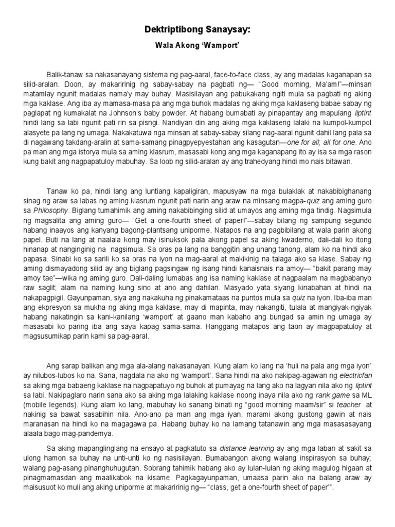 (2.1) Dektriptibong Sanaysay | PDF