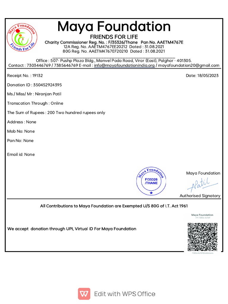 12-09-2022 New Maya Foundation Certificate Final (5237) | PDF