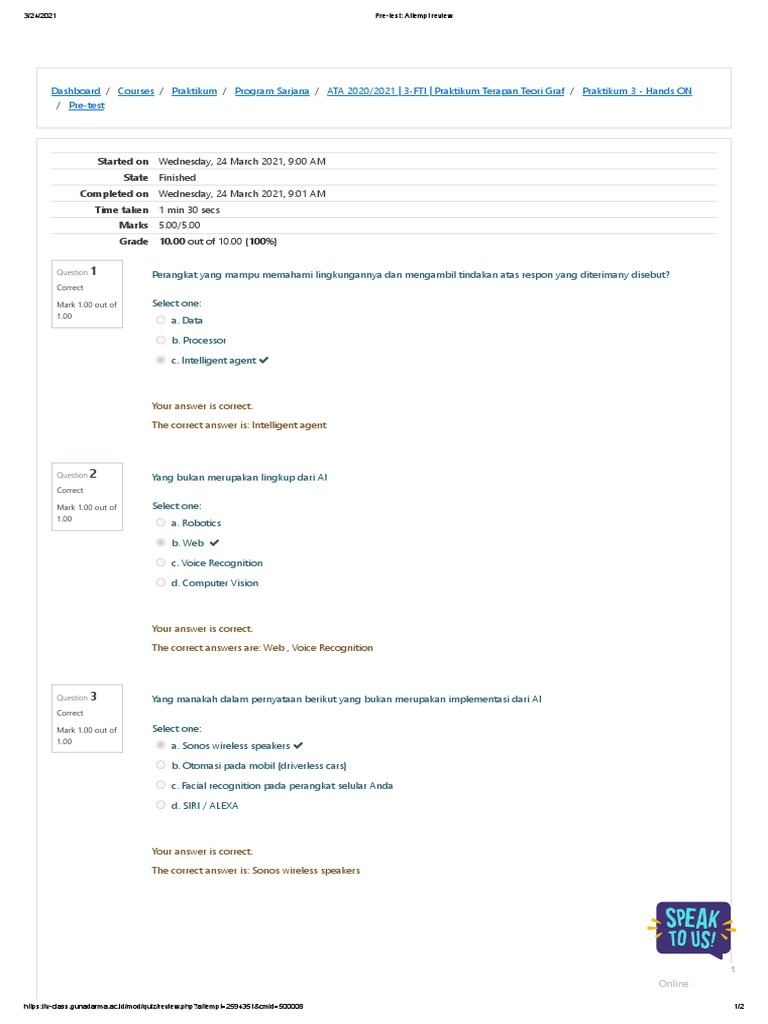 Pre-Test - Attempt Review | PDF