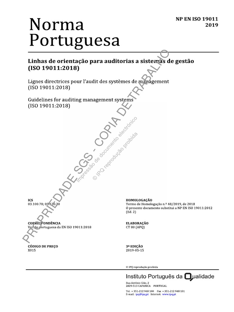 NP en Iso 19011 - 2019 | PDF