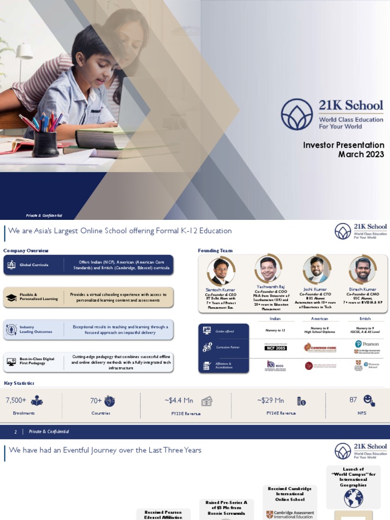 21K School Series A Deck | PDF | Educational Technology | Business