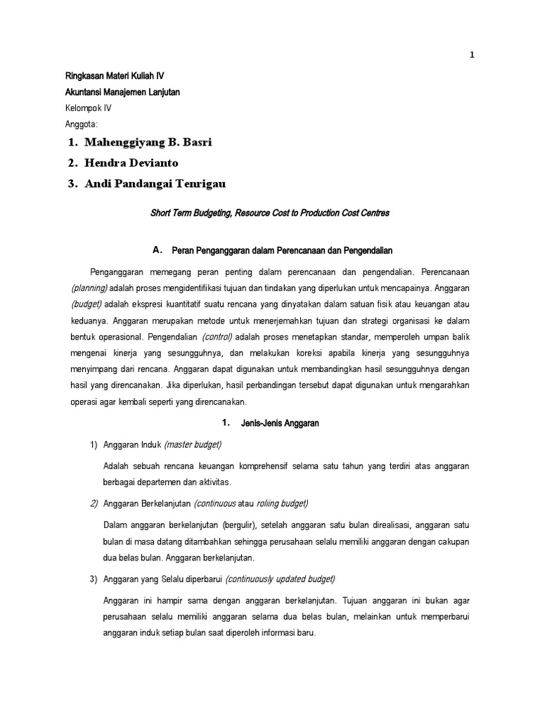 Tugas RMK 4 Kelompok 4 Akuntansi Manajemen Lanjutan | PDF