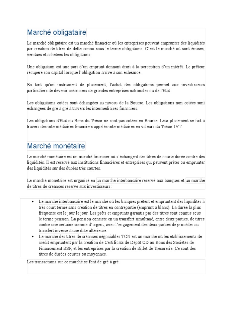 Marche | PDF | Obligation (Finance) | Action (Finance)