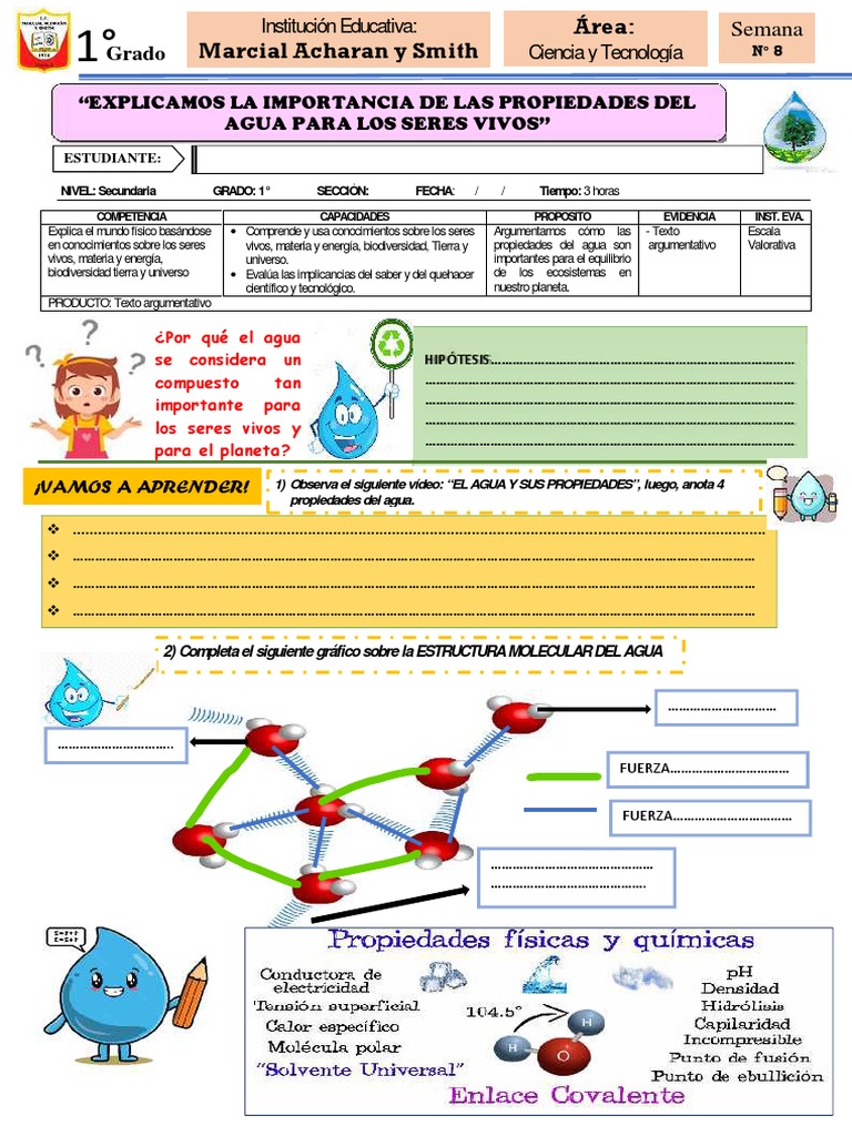 Practica de Actividades Explica Propiedades Del Agua | PDF | Agua ...