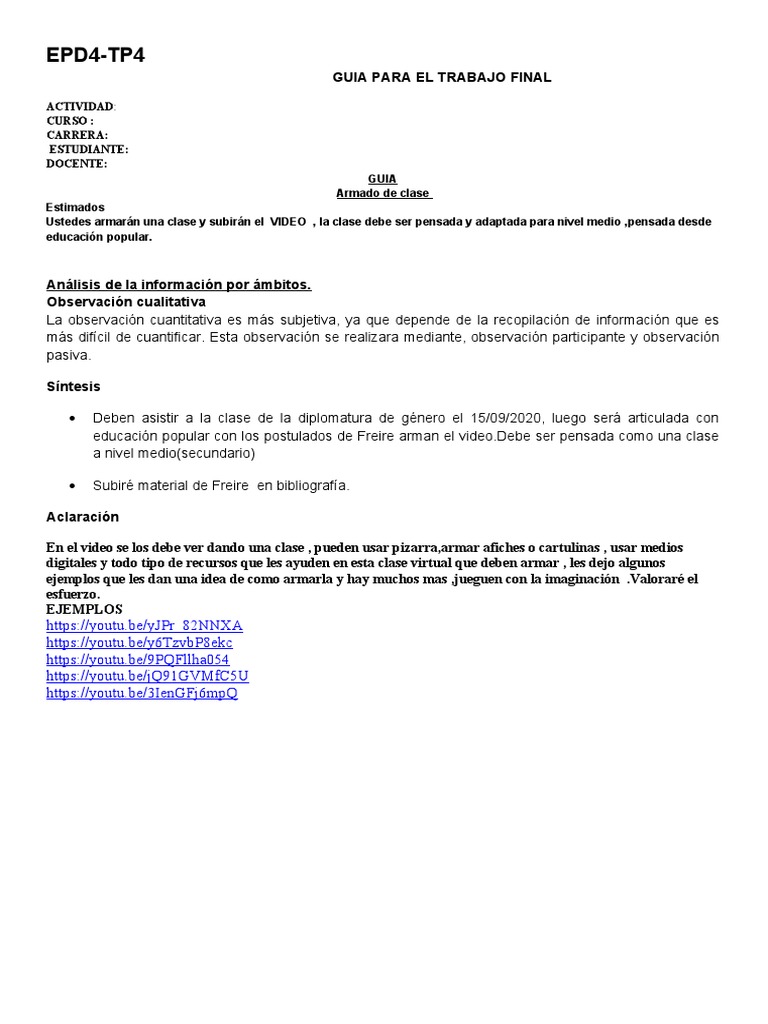 4-CLASE VIRTUAL PARA ARMAR-4to Año - TP4 | PDF