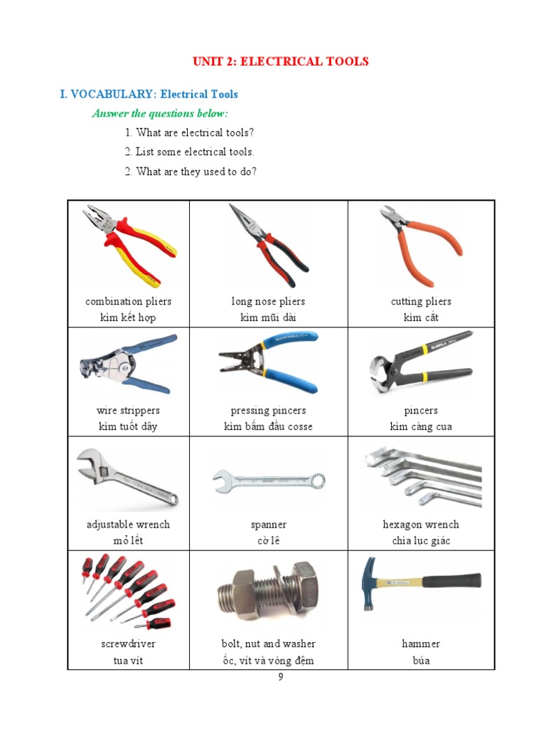 Unit 2. Electrical Tools | PDF | Wire | Insulator (Electricity)