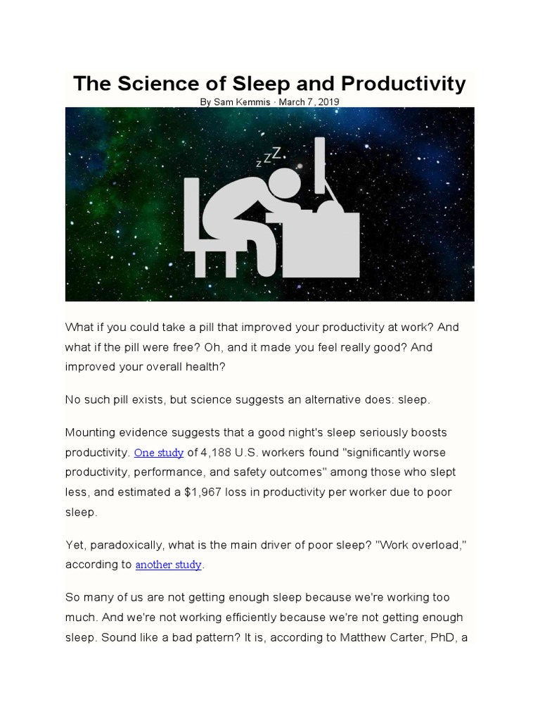 Sleep's Impact on Workplace Productivity | PDF | Sleep | Physiology