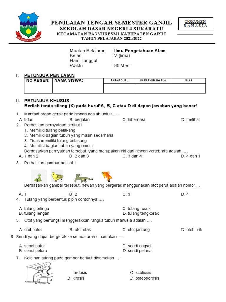 Soal PTS Ganjil Ipa Kelas 5 | PDF