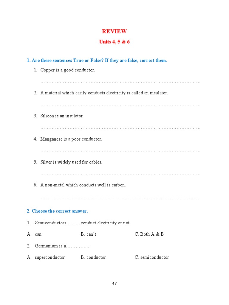 Review Units 4,5 & 6 | PDF | Electrical Resistivity And Conductivity | Electricity