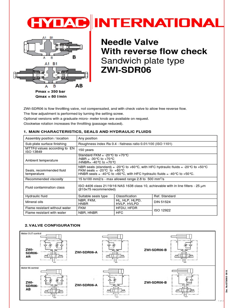 4373898-a-ZWI-SDR06-Needle Valve With Reverse Flow Check | PDF | Valve ...