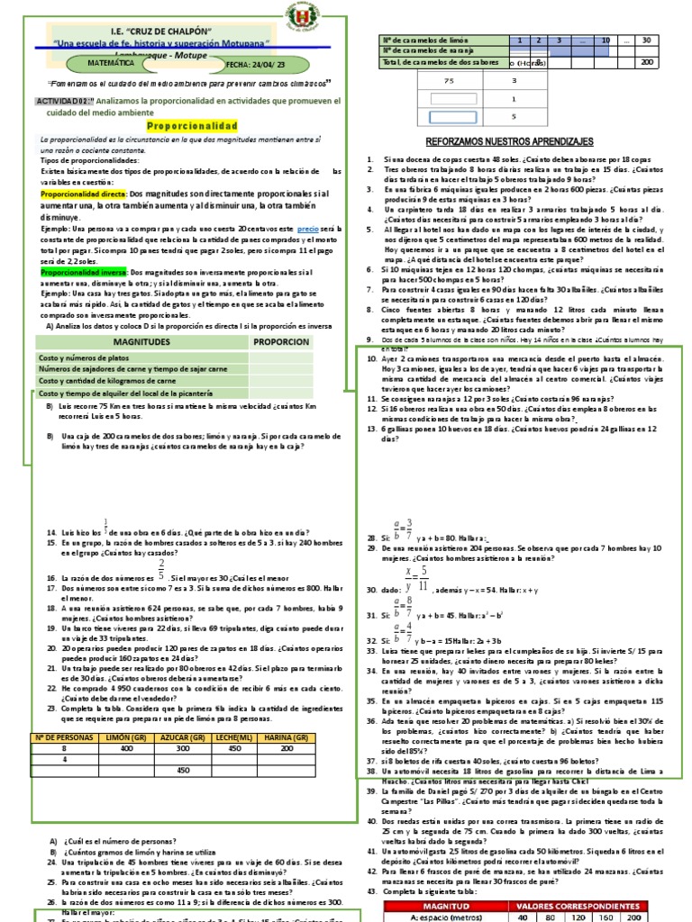 Activ. 02 Proporcionalidad | PDF