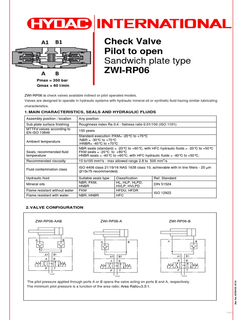 4373915-0-ZWI-RP06-Pilot Operated Check Valve | PDF | Valve | Screw