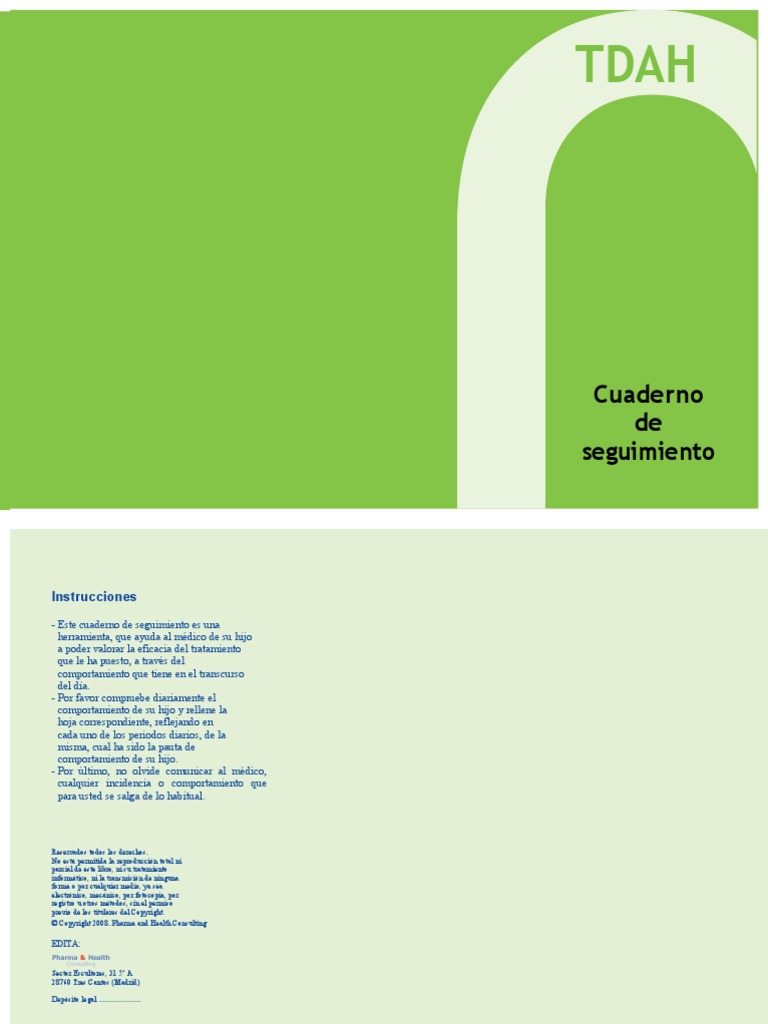 Cuaderno Seguimiento TDAH | PDF | Cena | Reloj