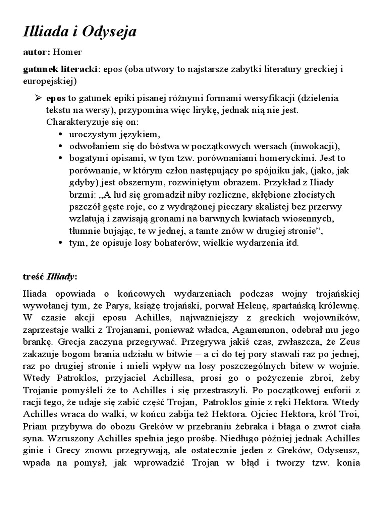 Illiada I Odyseja | PDF