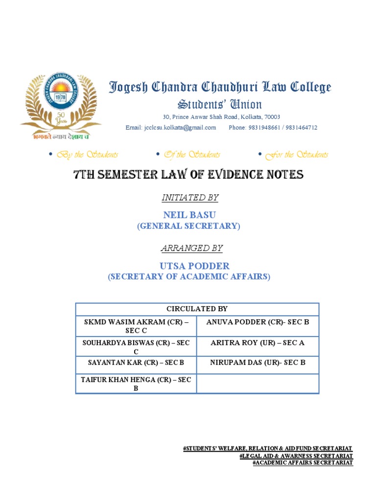 Law of Evidence - Sem 7-1 3 | PDF | Burden Of Proof (Law) | Evidence (Law)
