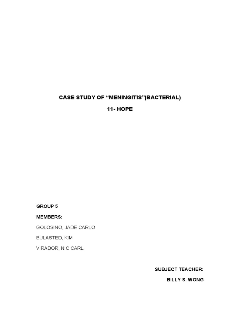 Case Study Bacterial Meningitis | PDF | Meningitis | Epidemiology
