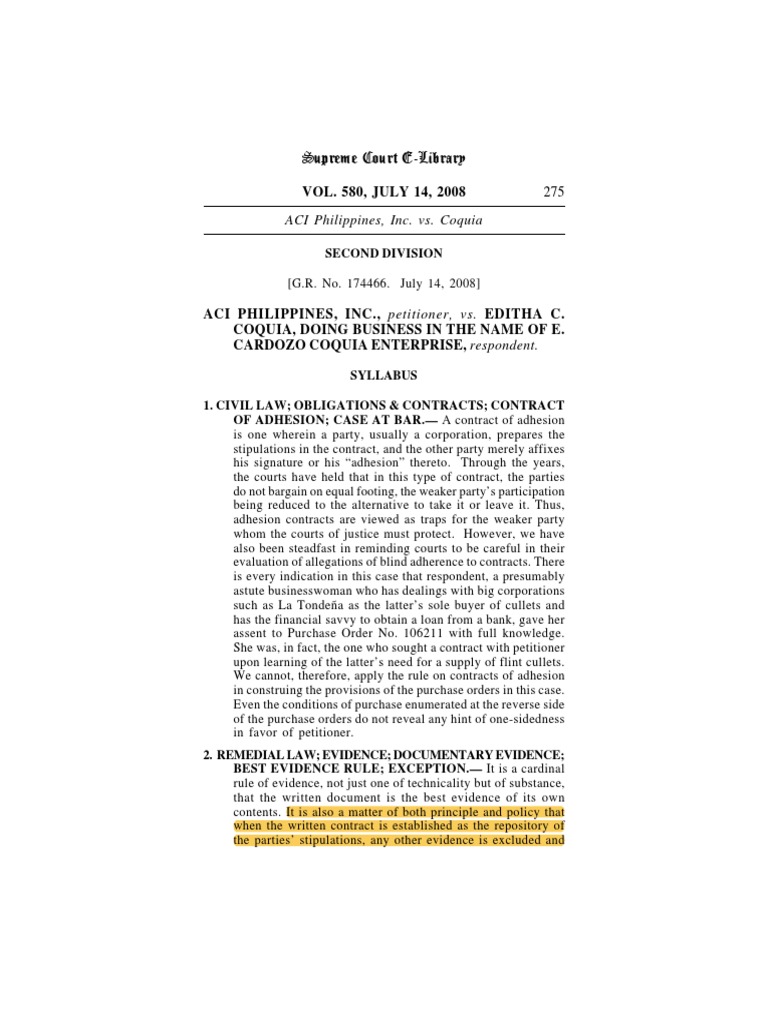 1 ACI Philippines, Inc. vs. Coquia - Unlocked | PDF | Lawsuit | Justice
