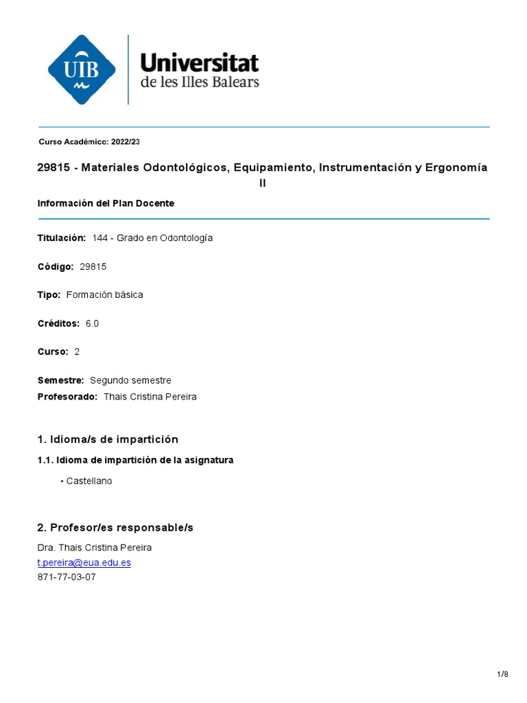 Materiales Odontologicos Equipamiento Instrumentacion y Ergonomia II | PDF | Evaluación ...