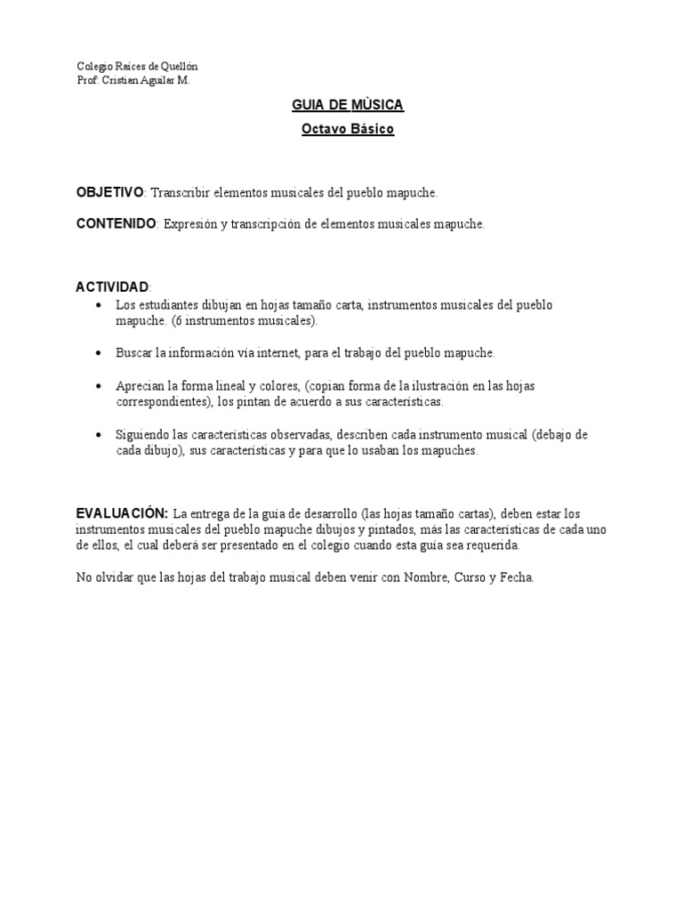 Guia de Musica para Octavo Basico | PDF