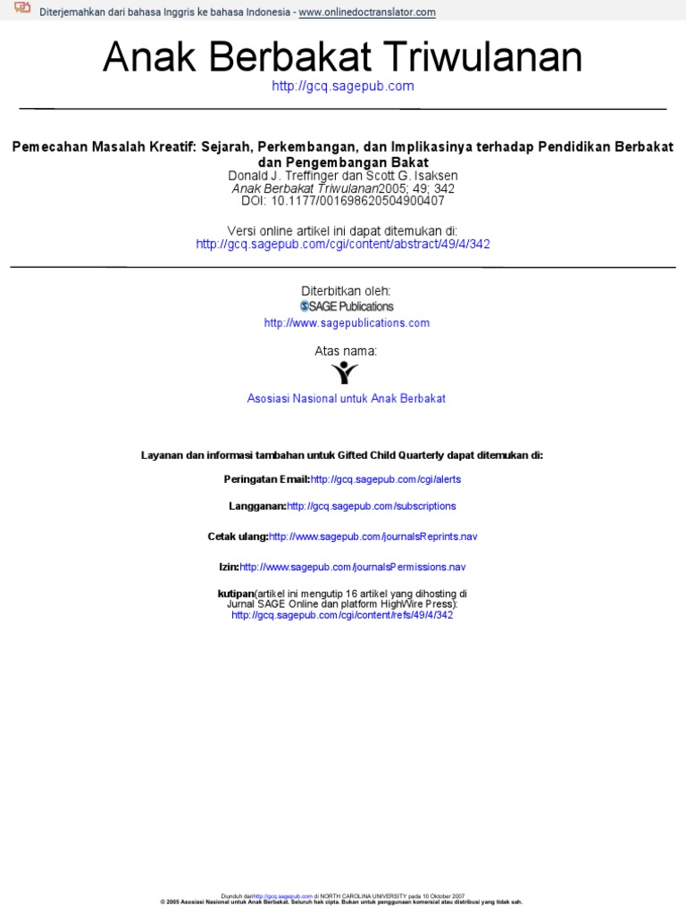 Treffinger Isaksen History of Creative Prob Solving - En.id | PDF