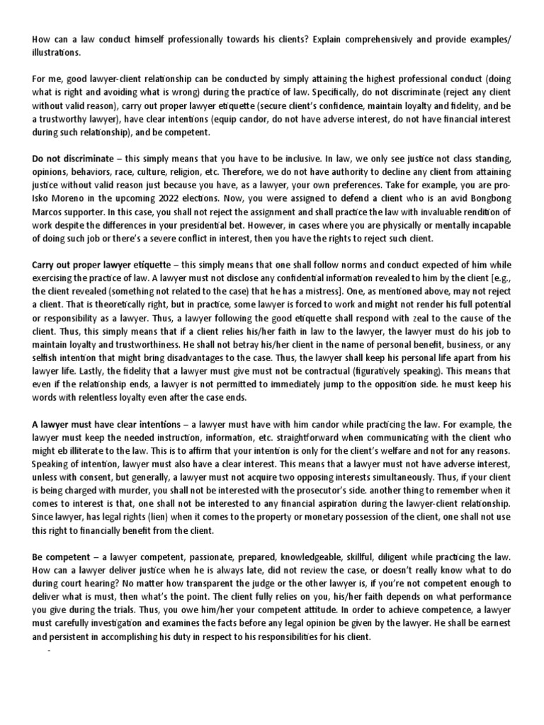 Professionalism in Lawyer-Client Relations | PDF | Lawyer | Justice
